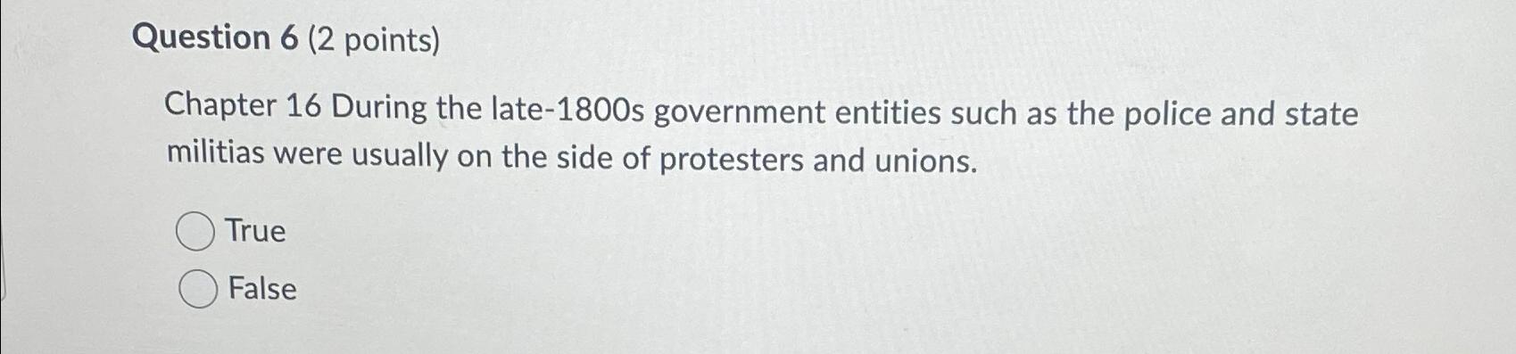 Solved Question 6 (2 ﻿points)Chapter 16 ﻿During the | Chegg.com