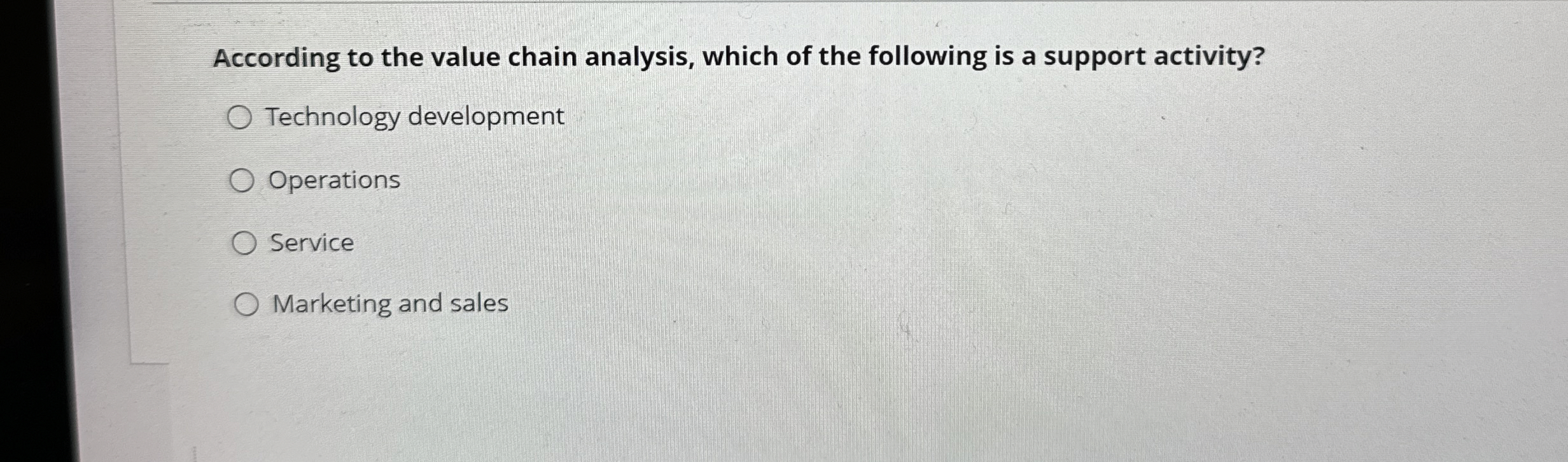 Solved According to the value chain analysis, which of the | Chegg.com