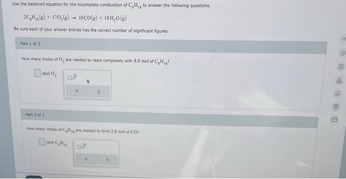 Solved Use the balanced equation for the incomplete | Chegg.com