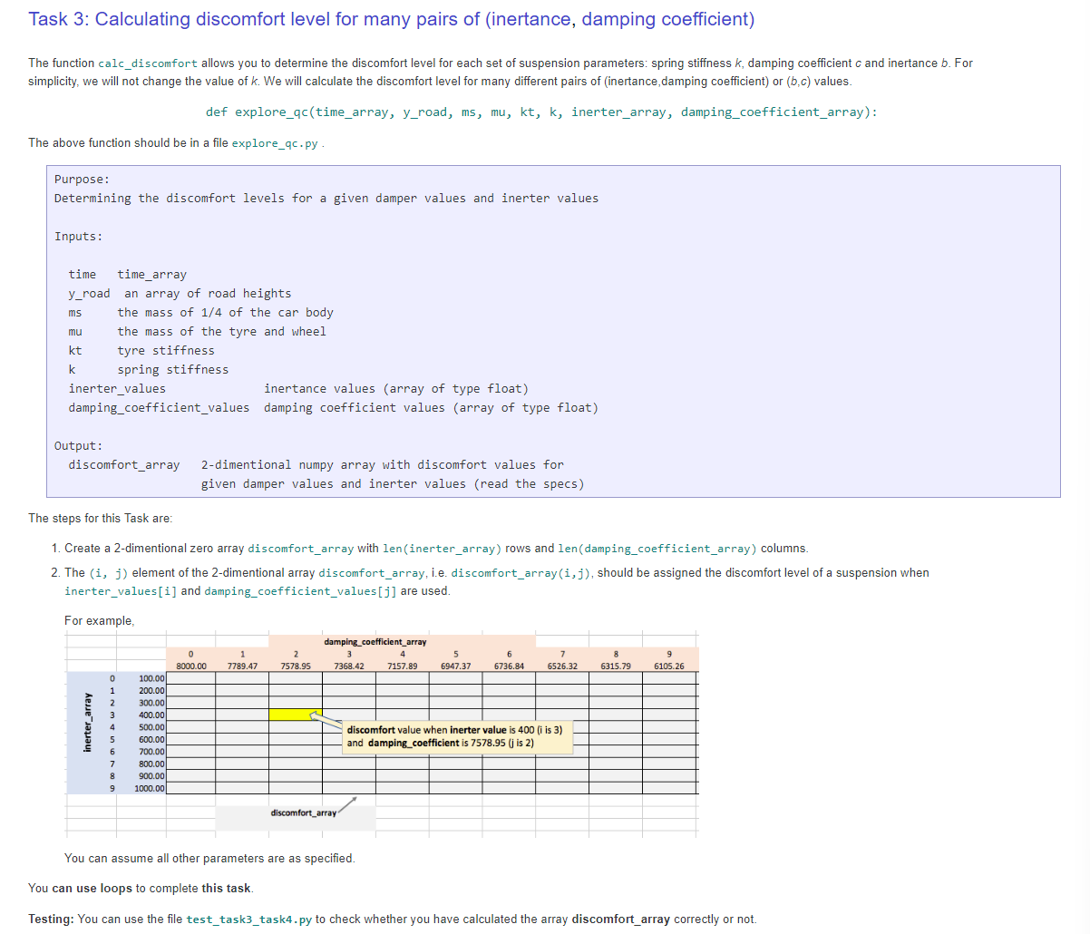 Solved Task 3: Calculating discomfort level for many pairs | Chegg.com