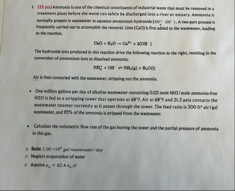 Solved ( 25 ﻿pts ) ﻿Ammonia is one of the chemical | Chegg.com