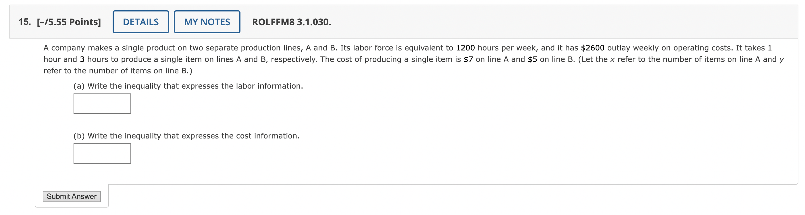 Solved [-/5.55 ﻿Points]ROLFFM8 3.1.030. ﻿refer to the number | Chegg.com