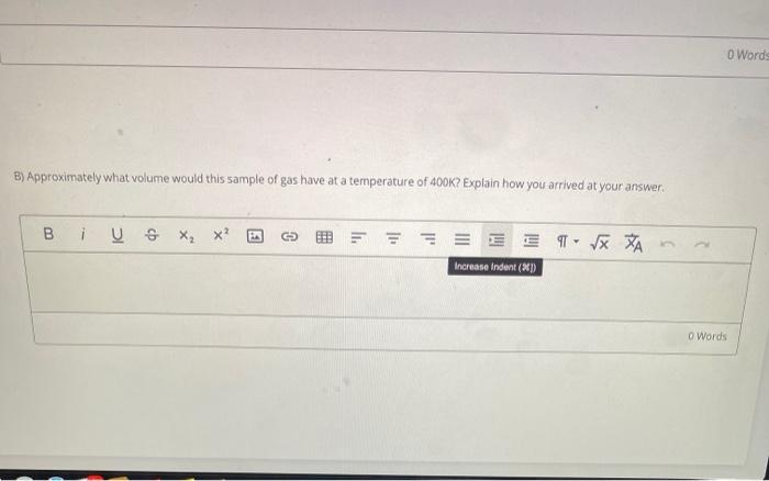 Solved The following graph contains temperature and volume | Chegg.com