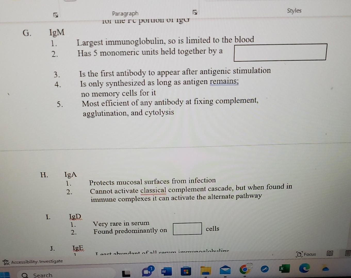 Solved Immunoglobulin Classes: IgG, IgM, IgA, IgD, IgE A. | Chegg.com