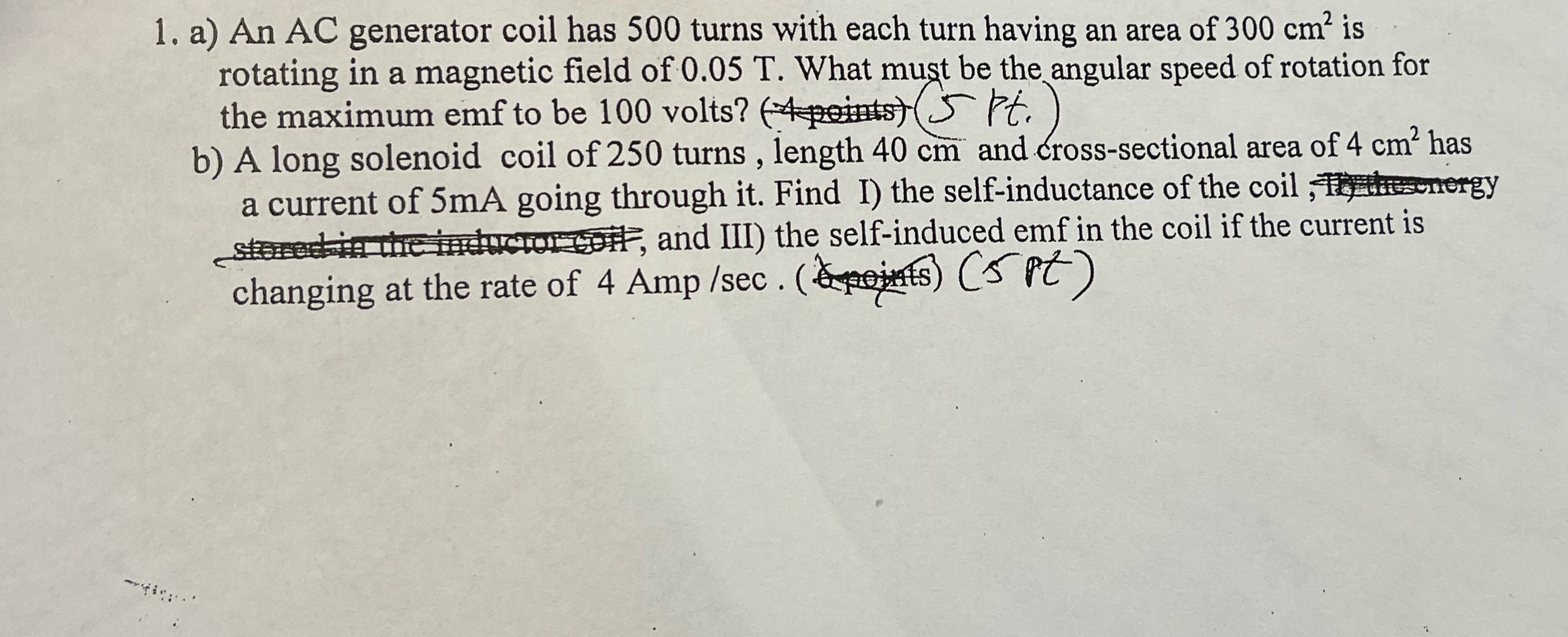 Solved a) ﻿An AC generator coil has 500 ﻿turns with each | Chegg.com