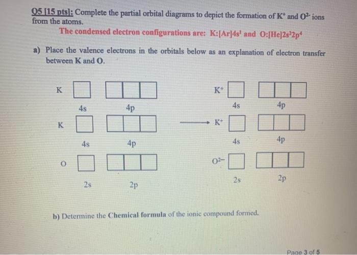 Solved 05 [15 pts): Complete the partial orbital diagrams to | Chegg.com