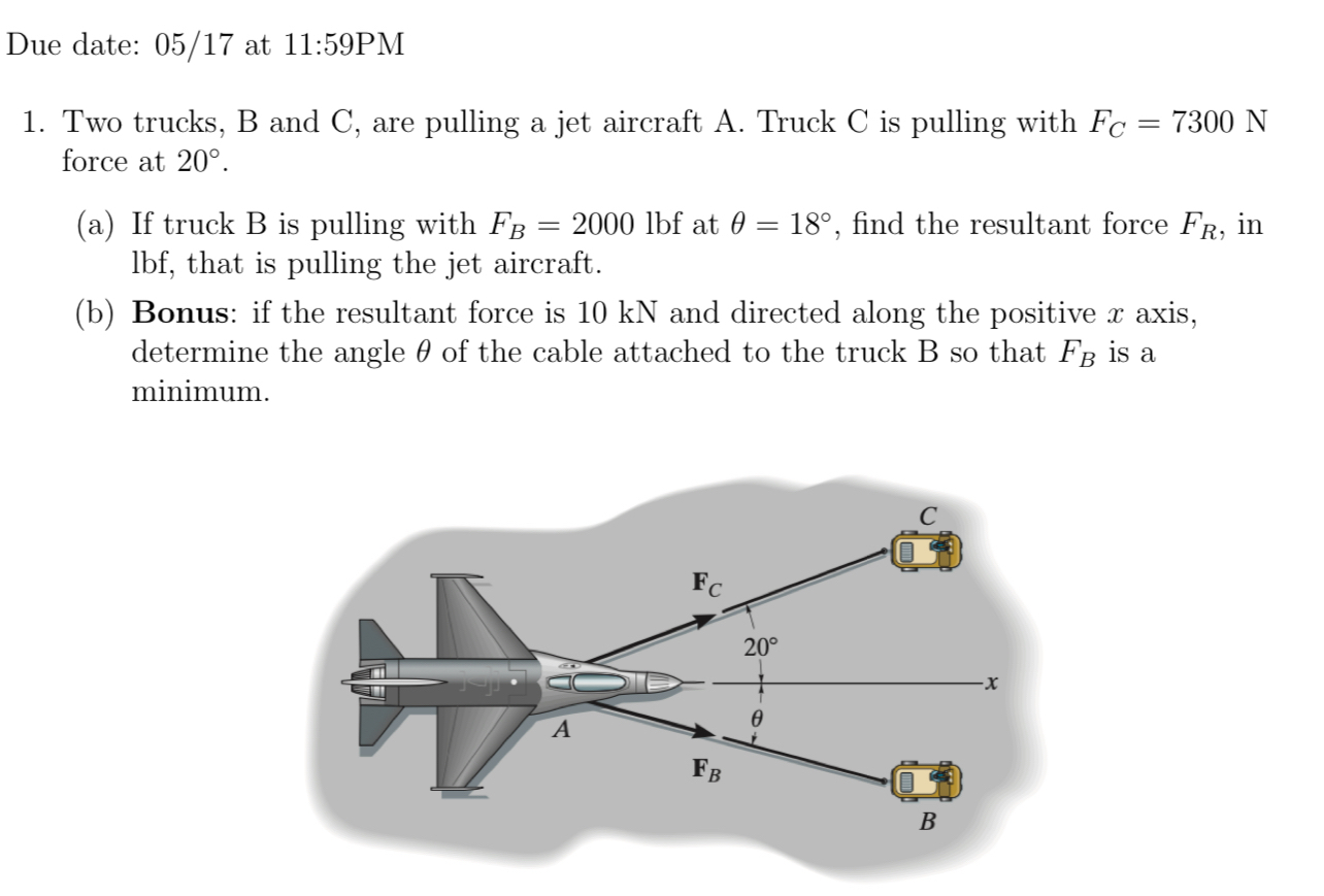 Solved Two trucks, B and C, ﻿are pulling a jet aircraft A. | Chegg.com