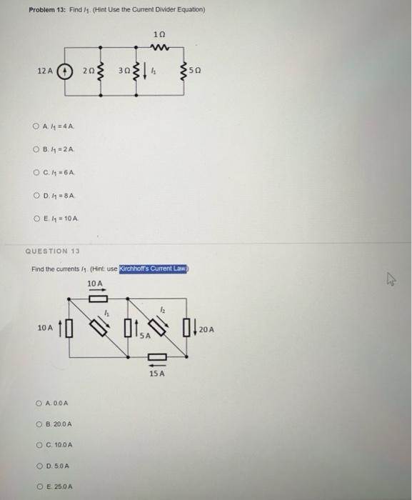 Solved Problem 13: Find t1. (Hint Use the Cunent Divider | Chegg.com