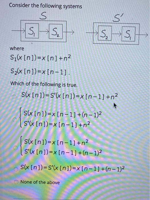Solved Consider the following systems S S' IS 5-5 + S, IS, | Chegg.com
