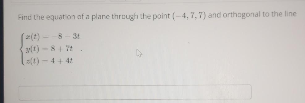 Solved Find the equation of a plane through the point | Chegg.com
