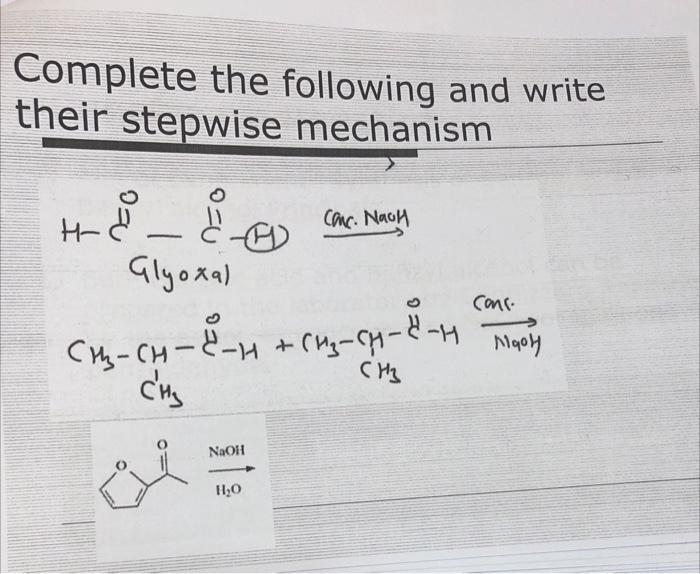 Solved Complete the following and write their stepwise | Chegg.com