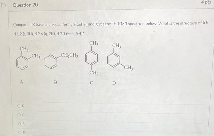 Solved Compound X Has A Molecular Formula C8h10 And Gives