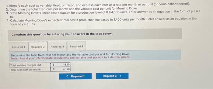 Solved 1. Identify each cost as variable, fixed, or mixed, | Chegg.com