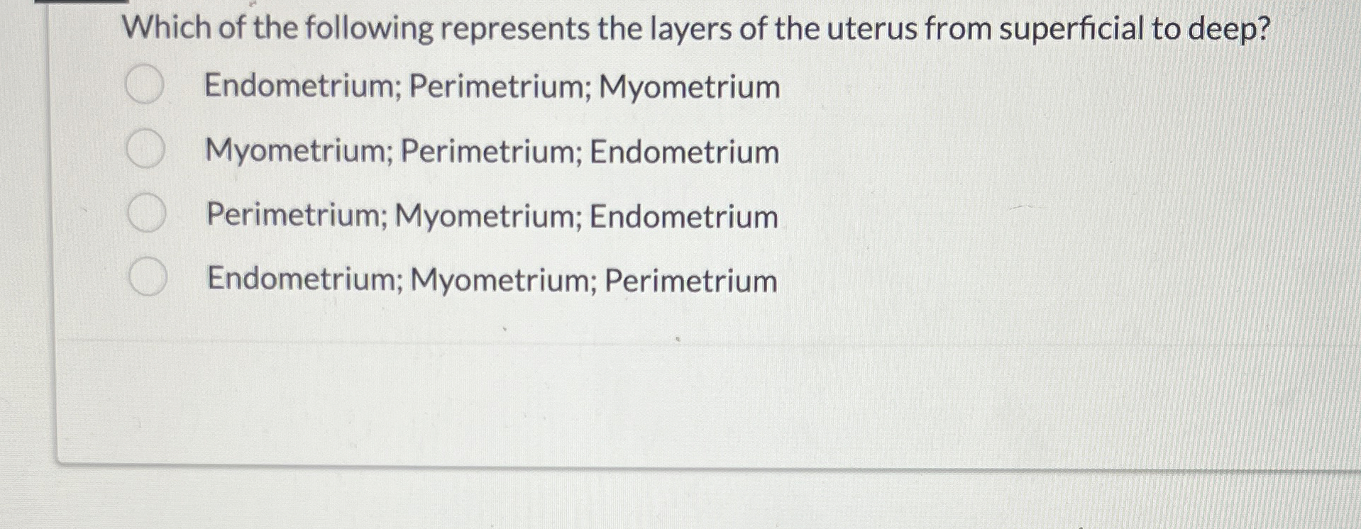 Solved Which of the following represents the layers of the | Chegg.com