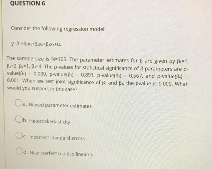 Solved Consider the following regression model: | Chegg.com