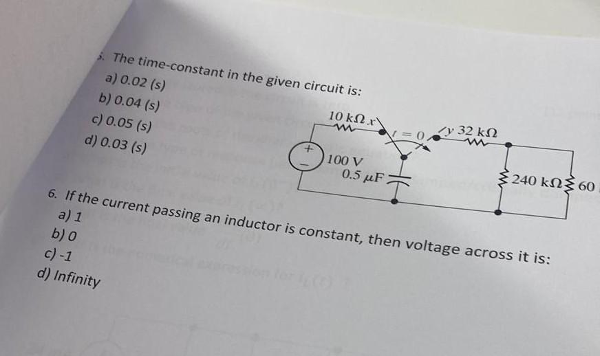 Solved 6. If the current passing an inductol ,o constant, | Chegg.com