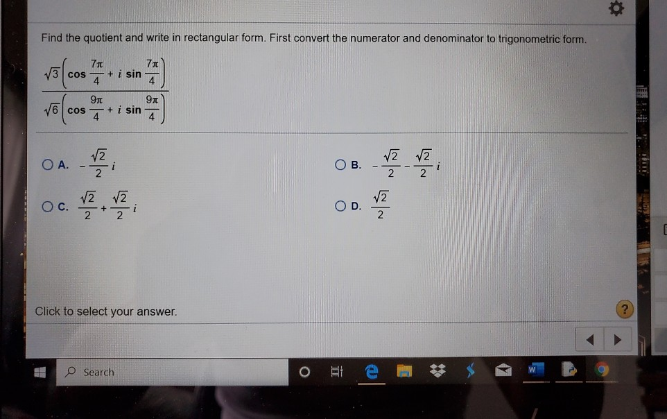 Solved $ Find the quotient and write in rectangular form. | Chegg.com