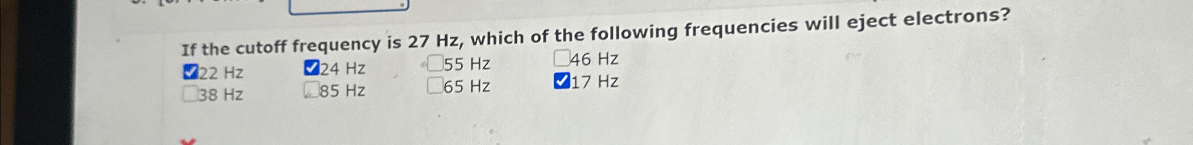 Solved If the cutoff frequency is 27Hz, ﻿which of the | Chegg.com