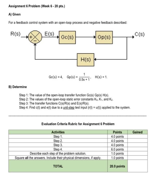 Solved For a feedback control system with an open-loop | Chegg.com