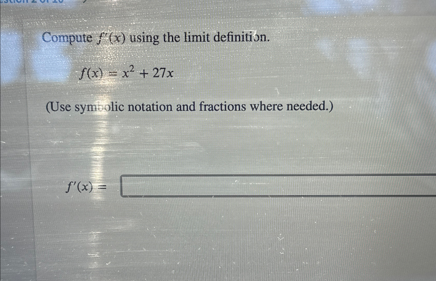 Solved Compute f(x) ﻿using the limit | Chegg.com