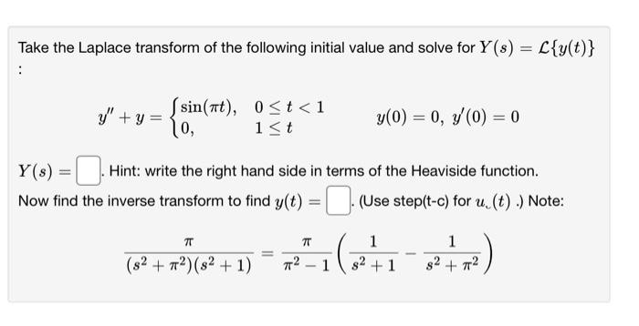 Solved Take the Laplace transform of the following initial | Chegg.com