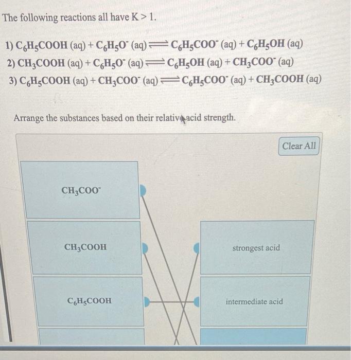 Solved The following reactions all have K> 1. 1) CH3COOH | Chegg.com