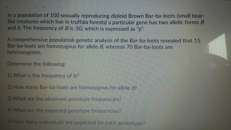 Solved In a population of 100 sexually reproducing diploid | Chegg.com