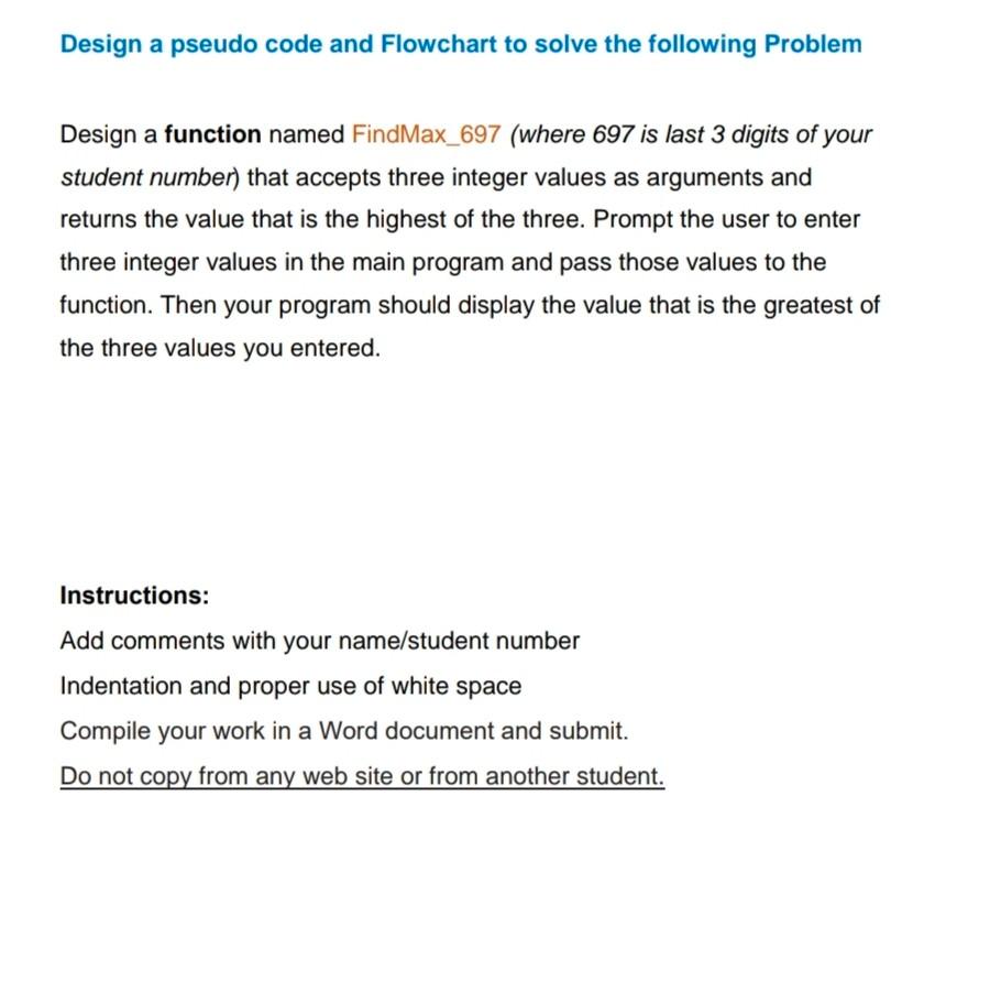 Solved Design a pseudo code and Flowchart to solve the | Chegg.com