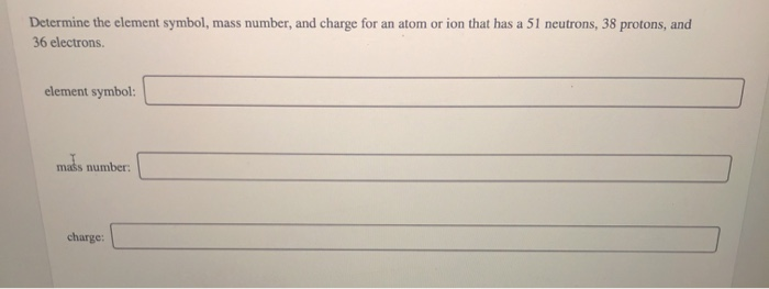 Solved Determine the element symbol, mass number, and charge | Chegg.com