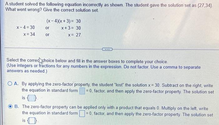 Solved A student solved the following equation incorrectly | Chegg.com