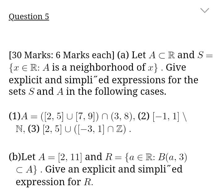 Solved [30 Marks 6 Marks Each] A Let A⊂r And S {x∈r A Is