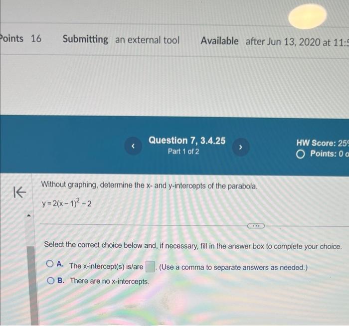 Solved Without graphing, determine the x-and y-intercepts of | Chegg.com