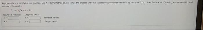 Solved campare tho results. RN) =3x−1−2x Fiewtun's methed | Chegg.com
