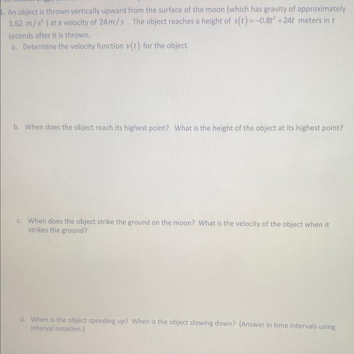 Solved An object is thrown vertically upward from the | Chegg.com