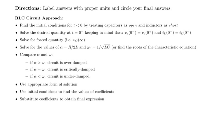 Solved Directions: Label answers with proper units and | Chegg.com