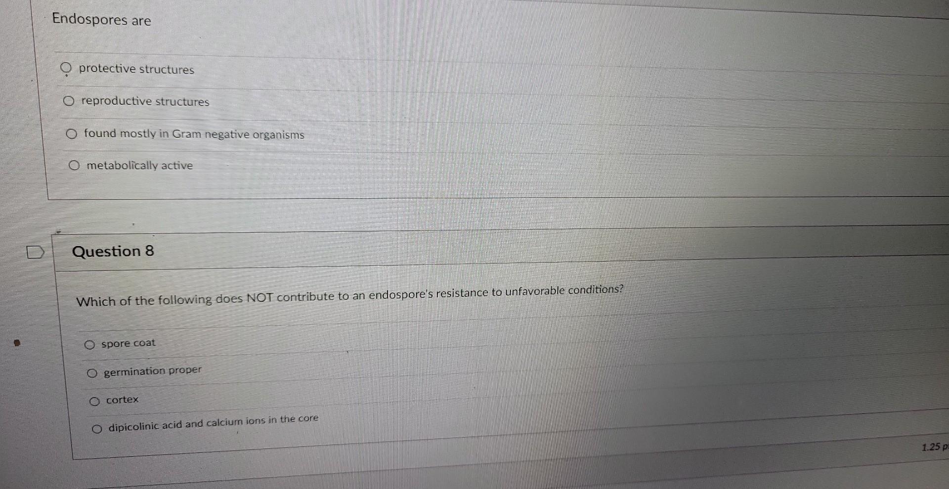 Solved Endospores are protective structures reproductive | Chegg.com