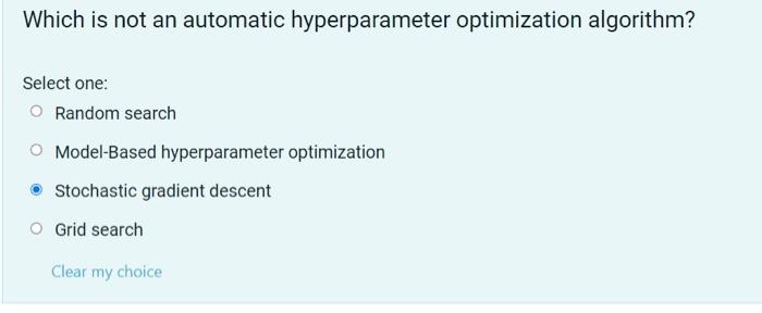 Solved Which is not an automatic hyperparameter optimization | Chegg.com