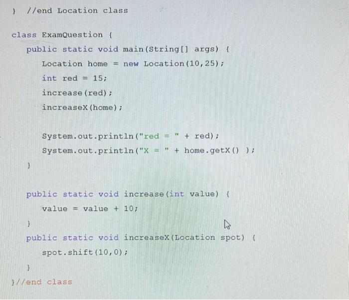 Solved If the code from the main method below was executed, | Chegg.com