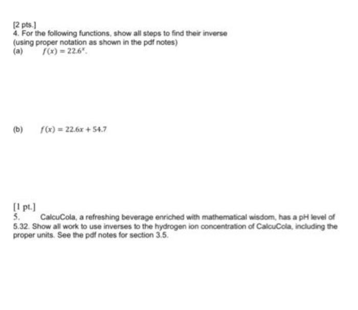 Solved [2 pts.] 4. For the following functions, show all | Chegg.com