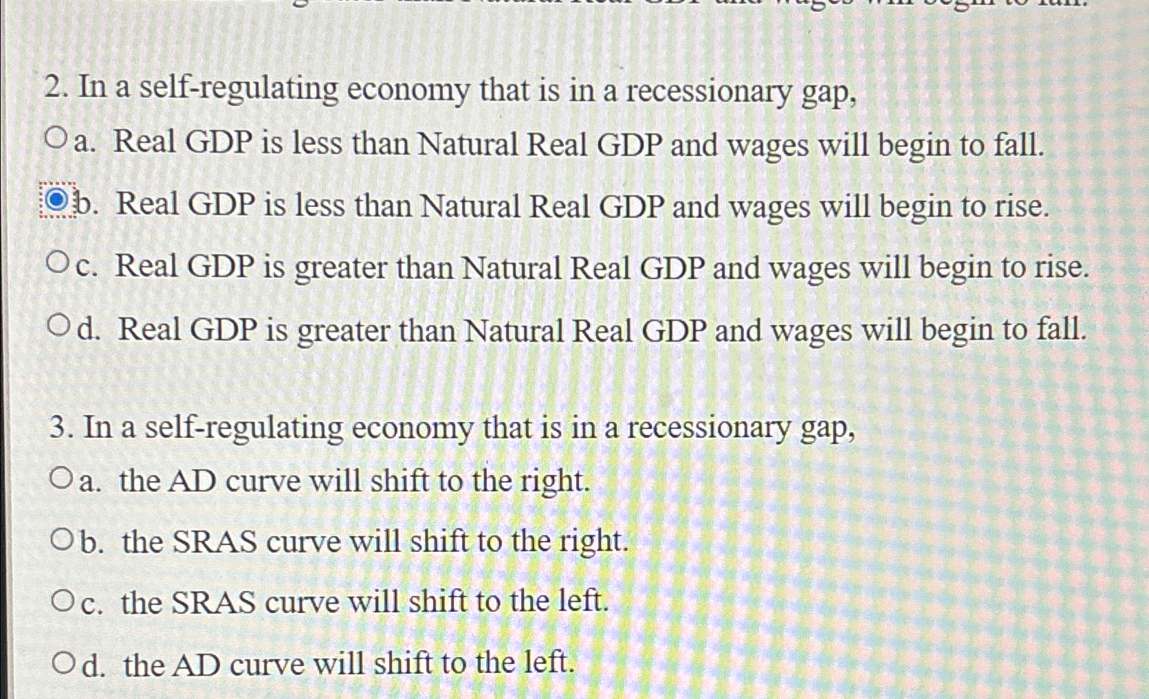 Solved In a self-regulating economy that is in a | Chegg.com