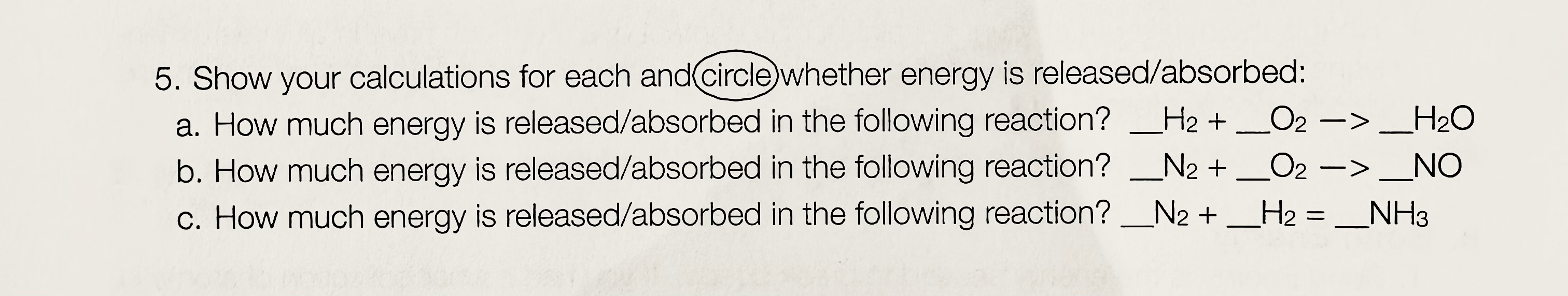 Solved Show your calculations for each and determine whether | Chegg.com