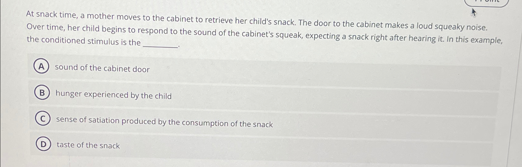 Solved At snack time, a mother moves to the cabinet to | Chegg.com