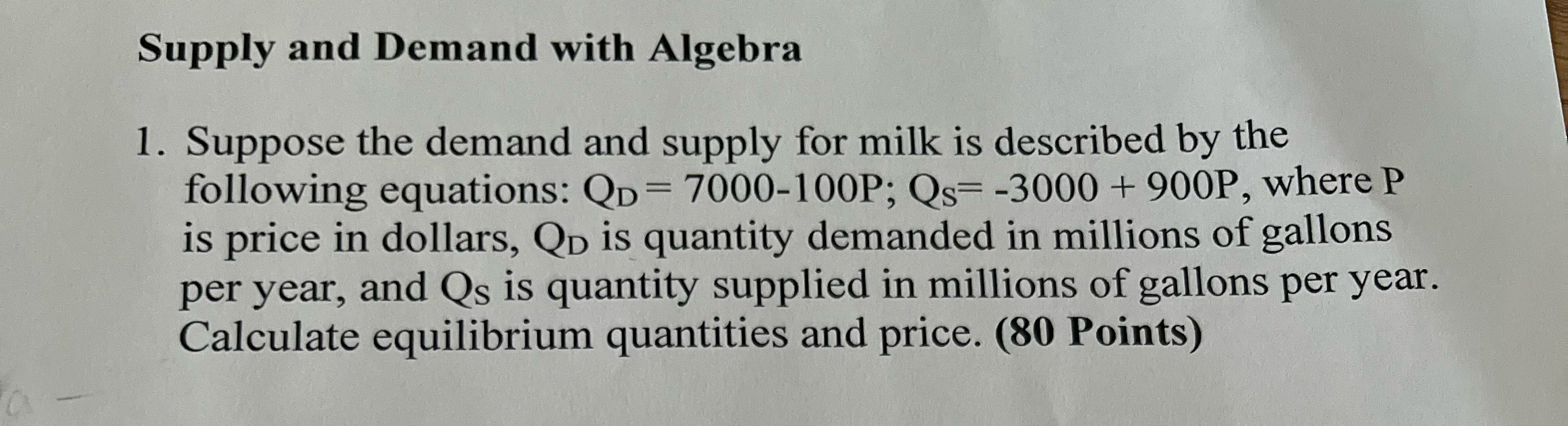 Solved Supply and Demand with AlgebraSuppose the demand and | Chegg.com
