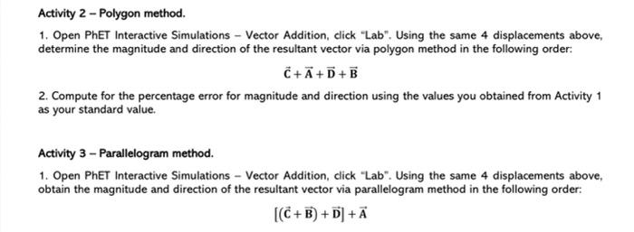 Solved Activity 1 - Component Method 1. Given the following | Chegg.com