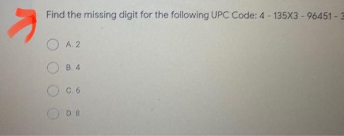 Solved Find the check digit for the UPC Code: 0 - 20357 - | Chegg.com