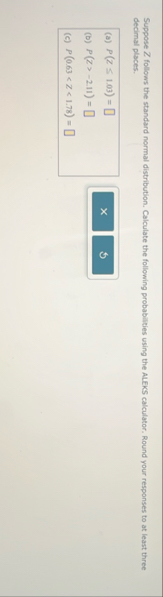 Solved Suppose Z ﻿follows the standard normal distribution. | Chegg.com