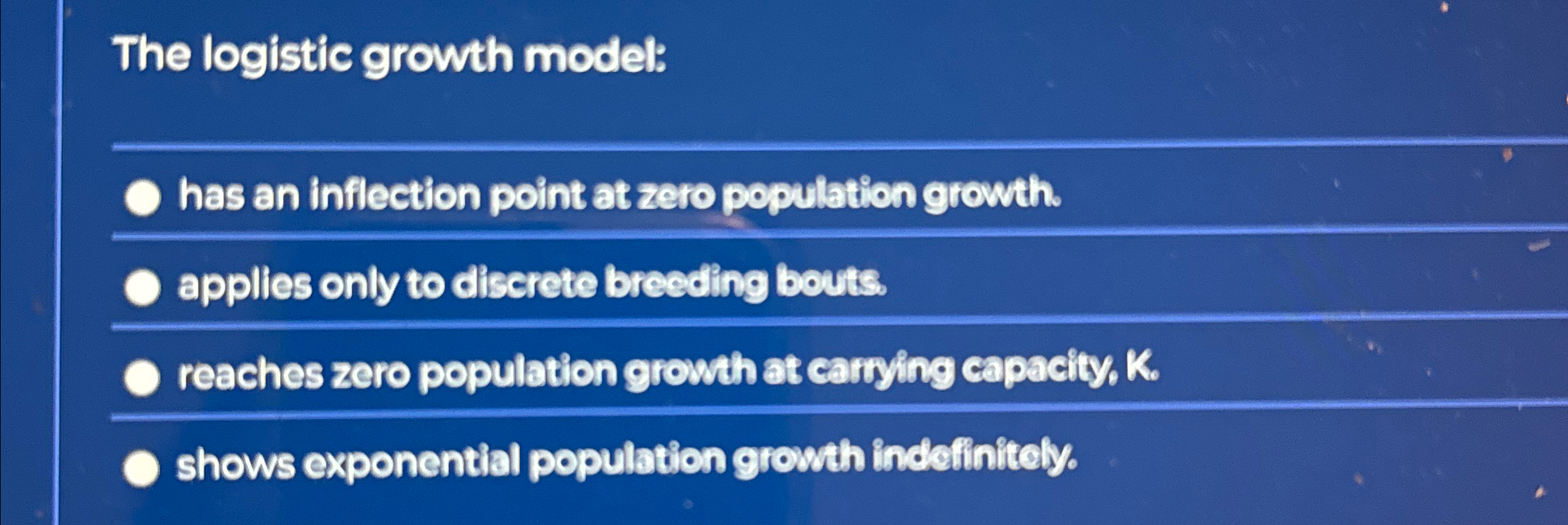 Solved The logistic growth model: ﻿has an inflection point | Chegg.com