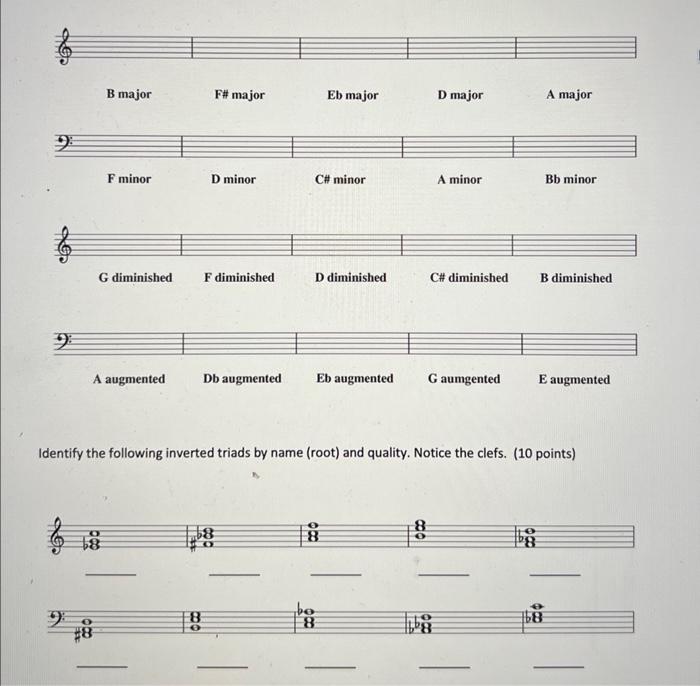 Identify the following triads by name (root note) and | Chegg.com