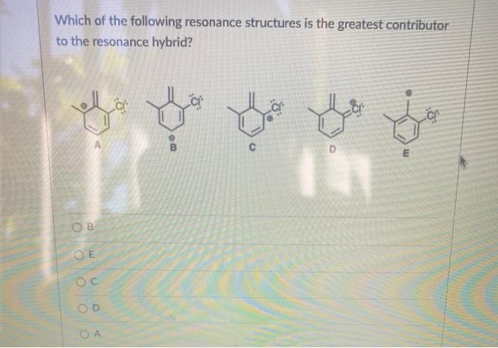 Solved Which of the following resonance structures is the | Chegg.com