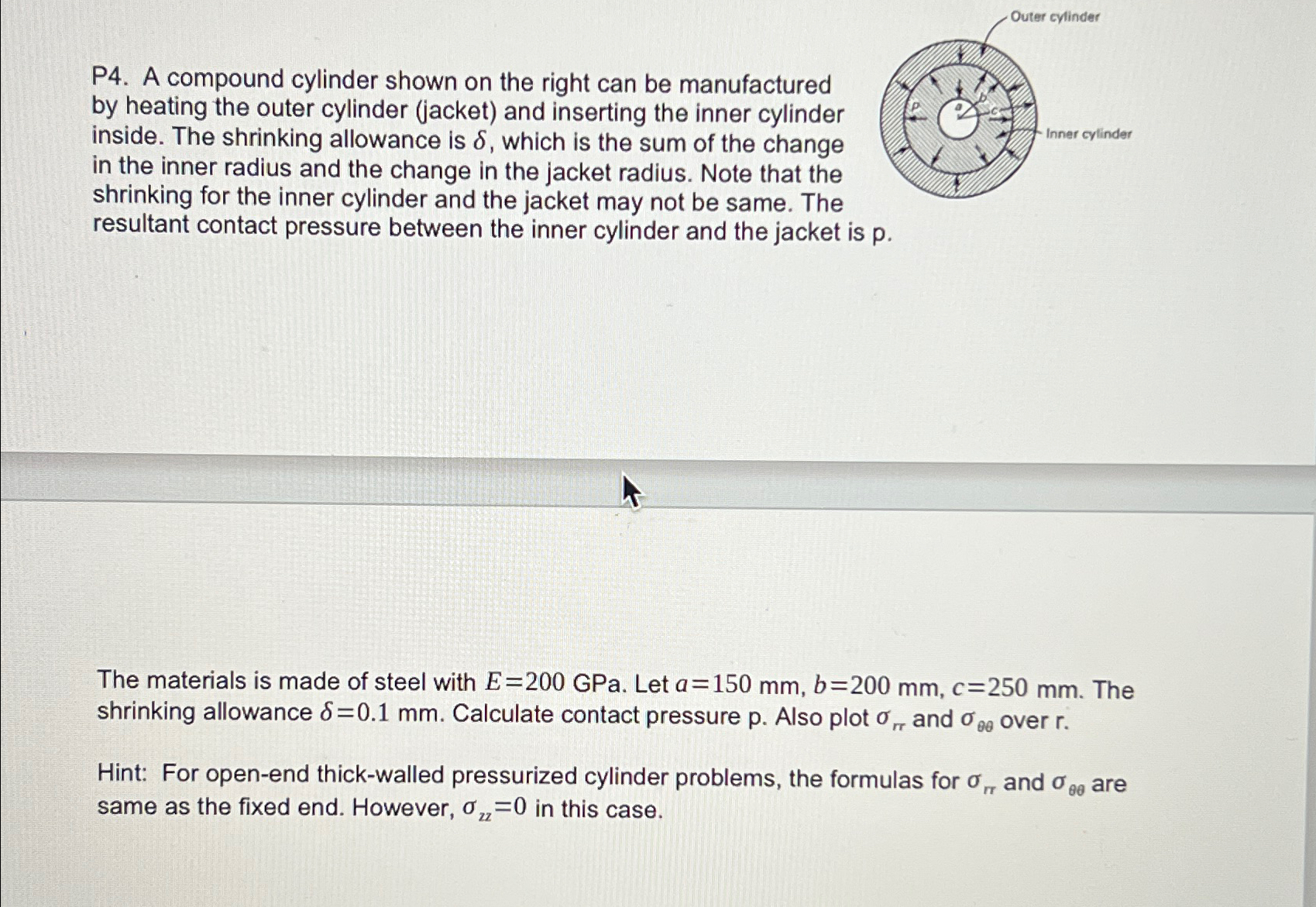 Solved P4. ﻿A compound cylinder shown on the right can be | Chegg.com
